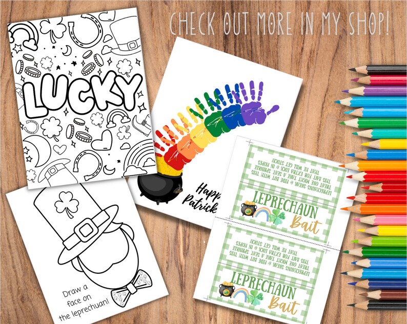 Printable St. Patrick's Day Coloring Page Bundle, Lucky Coloring Page ...