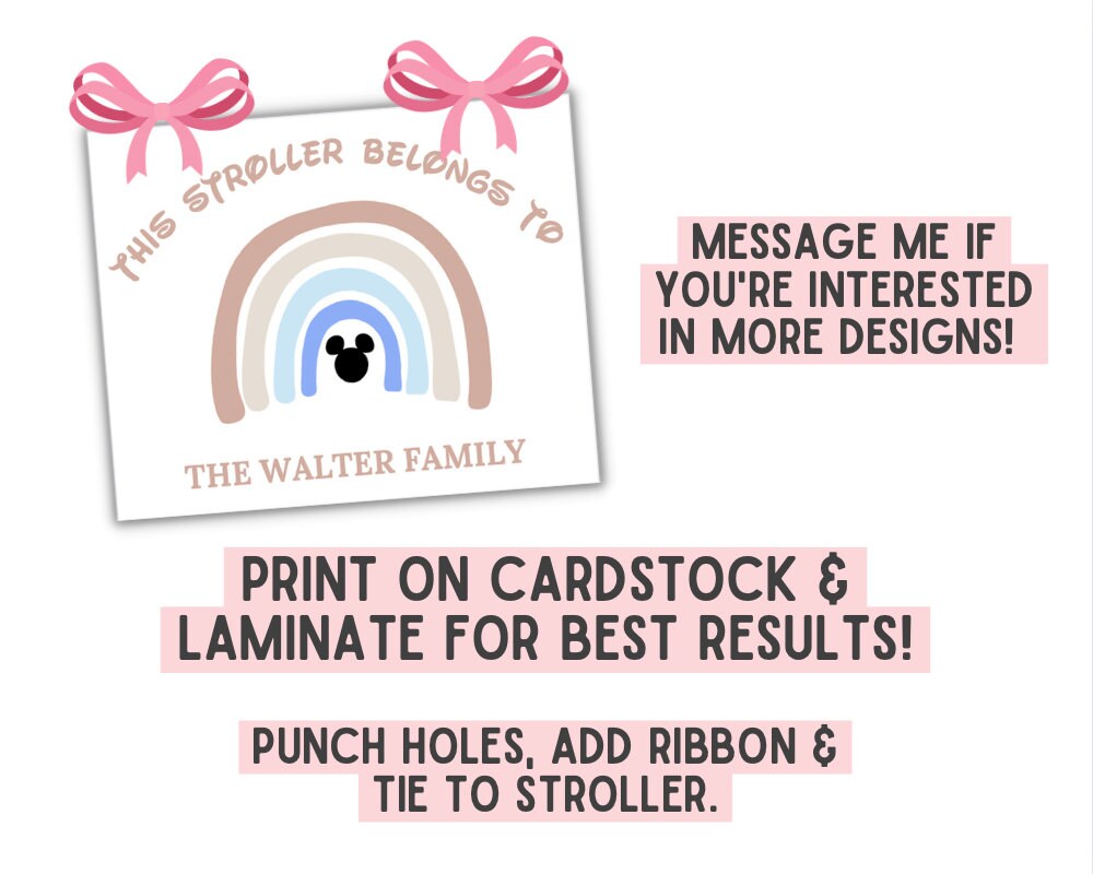 Mouse Stroller Sign Printable Stroller Tag Custom Stroller Tag Mouse ...