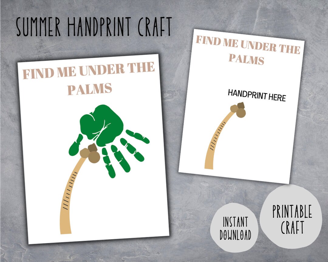 Summer Handprint Craft Palm Tree Hand Art Toddler Craft Handprint ...
