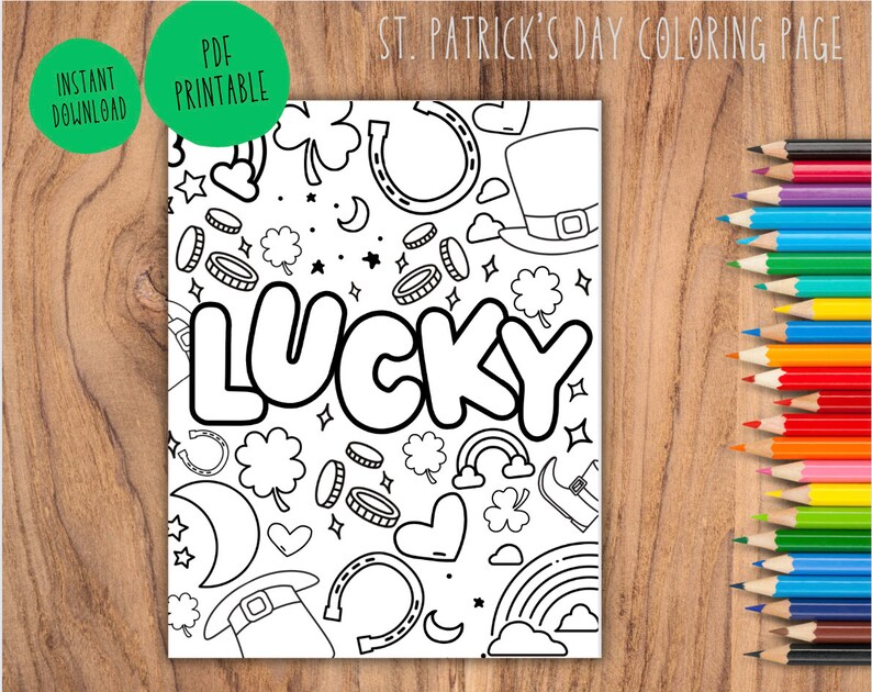 Printable St. Patrick's Day Coloring Page, Lucky Coloring Page, St ...