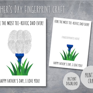 Father's Day Fingerprint Craft Golf Finger Art Toddler Craft Handprint ...
