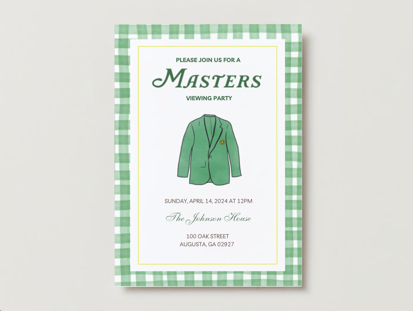 Masters Party Invitation, Masters Viewing Party Masters Printable ...