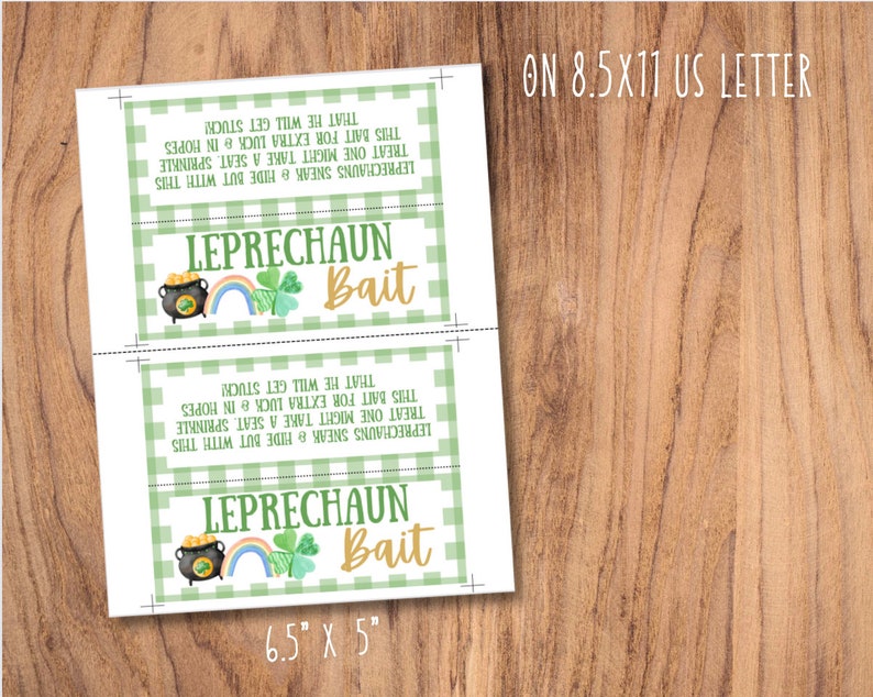Leprechaun Bait Treat Bag Topper Printable Snack Topper Printable St ...