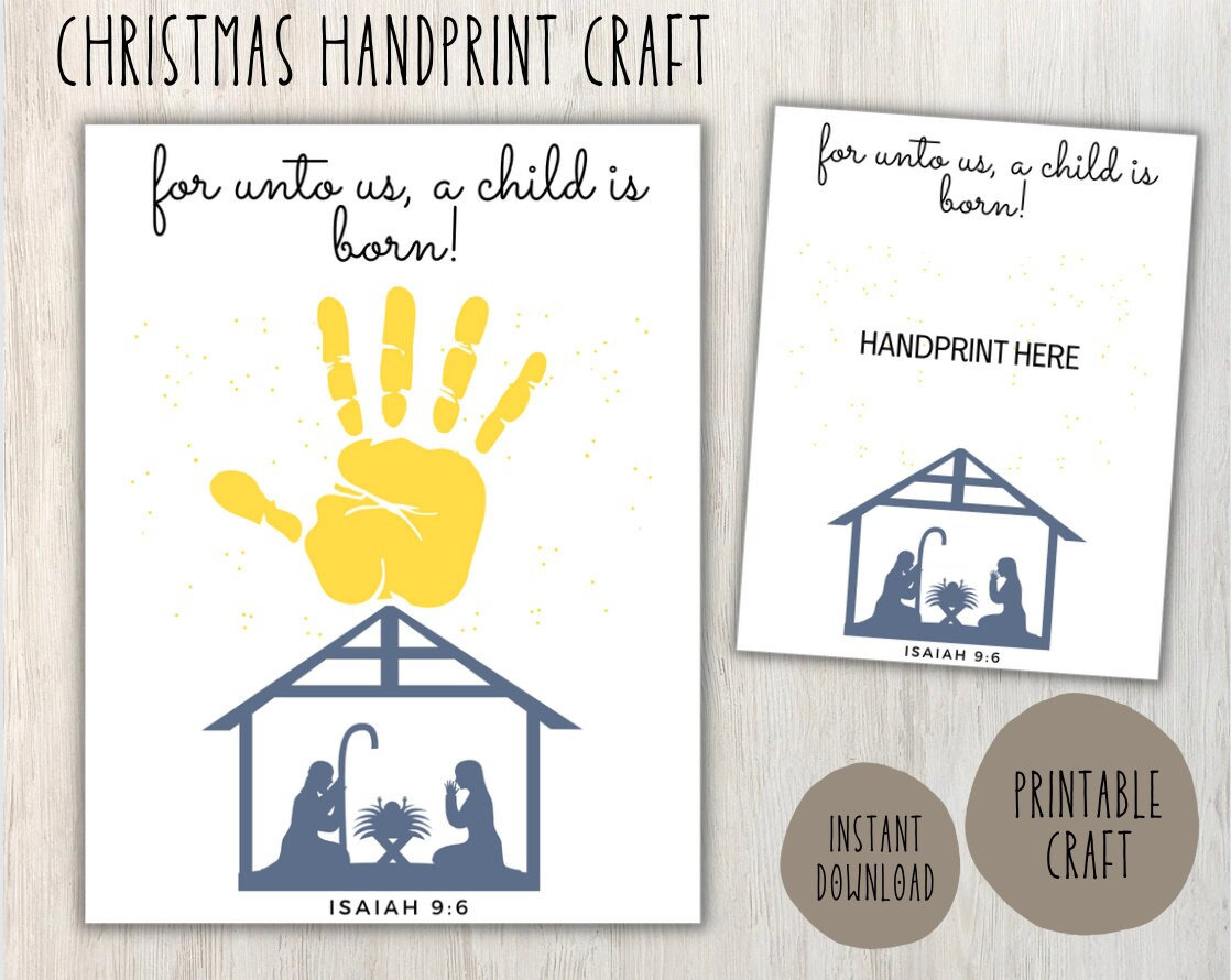 Christian Christmas Handprint Craft Advent Craft Manger Art Kids ...