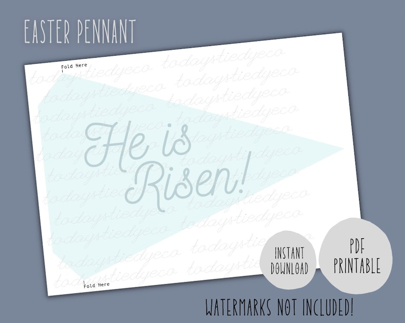 He is Risen Easter Pennant Easter Printable Flag Easter Basket Filler ...