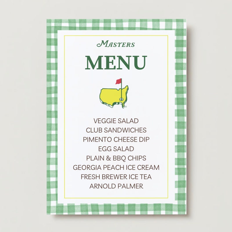 Masters Party Menu Printable - Etsy