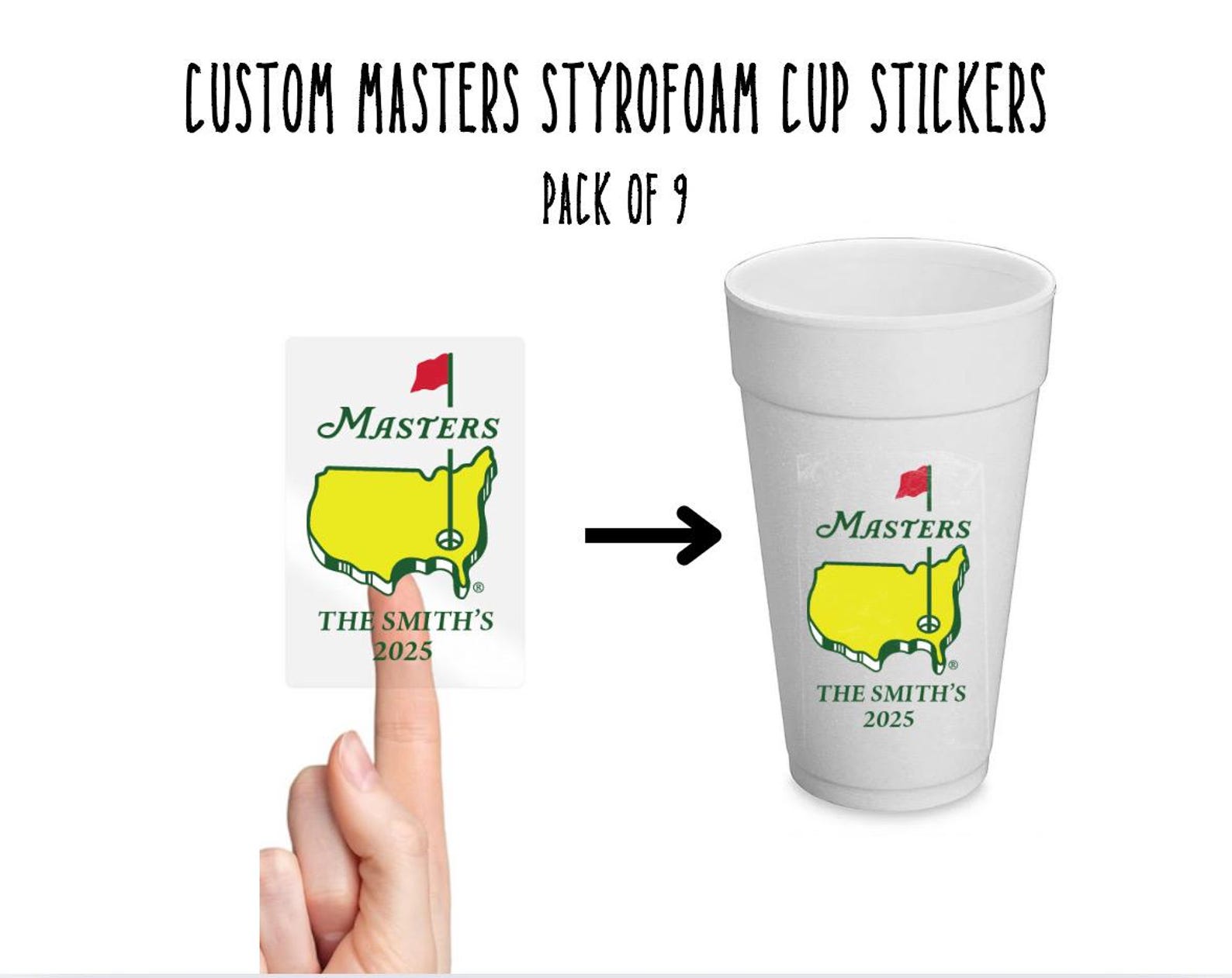 Masters Party Styrofoam Cup Stickers Foam Cup Masters Viewing Party ...