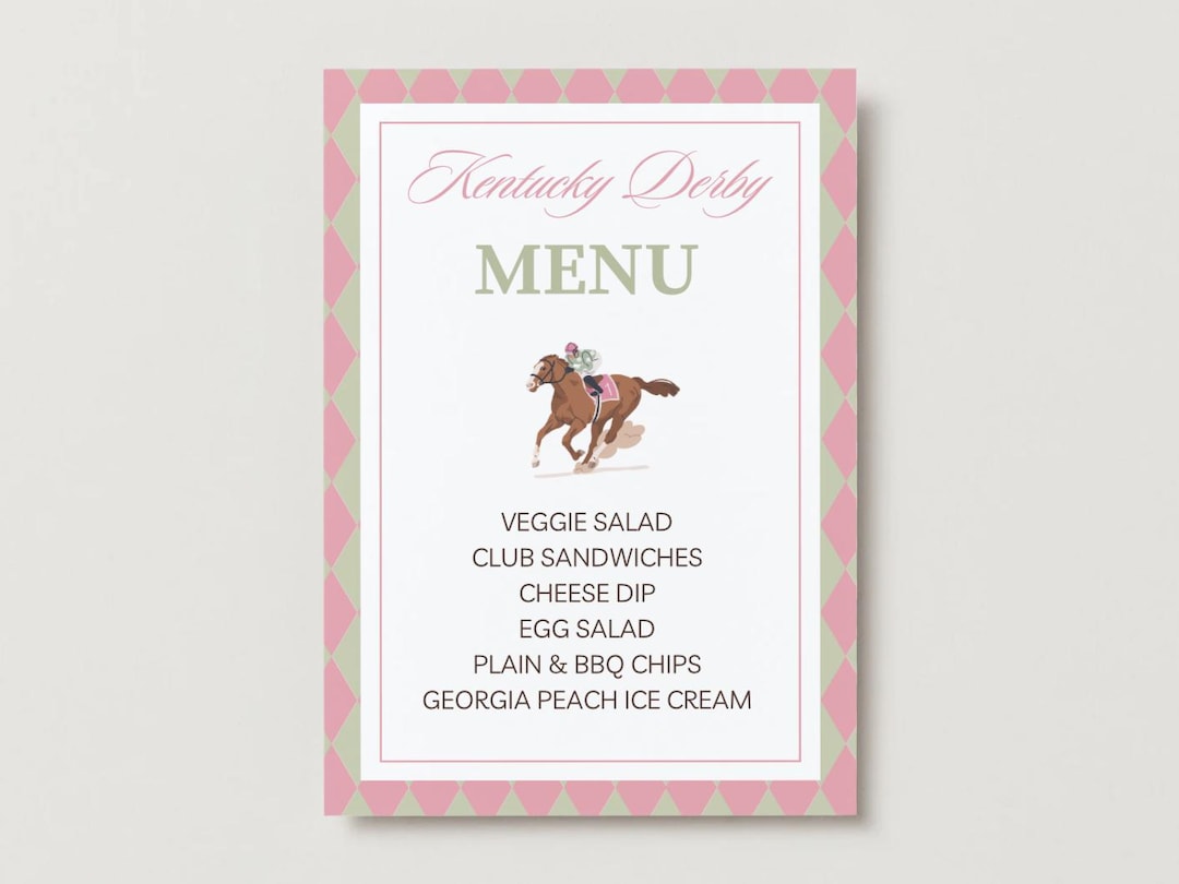 Kentucky Derby Menu Derby Editable Menu Kentucky Derby Printable Menu ...