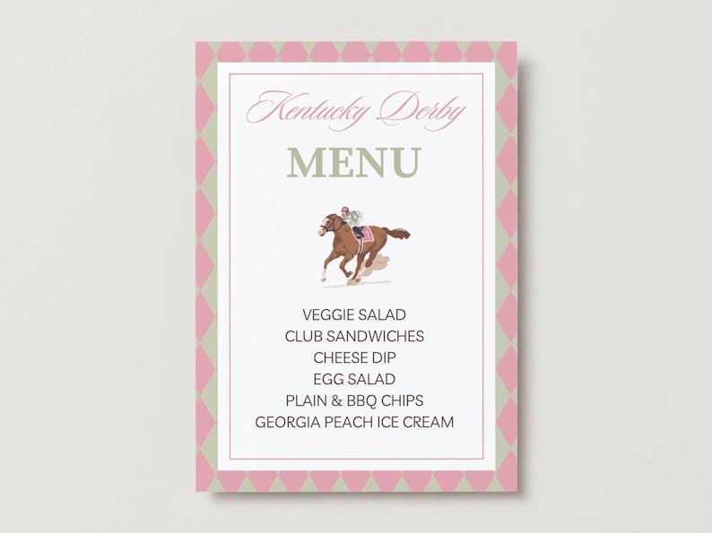 Kentucky Derby Menu Derby Editable Menu Kentucky Derby Printable Menu ...