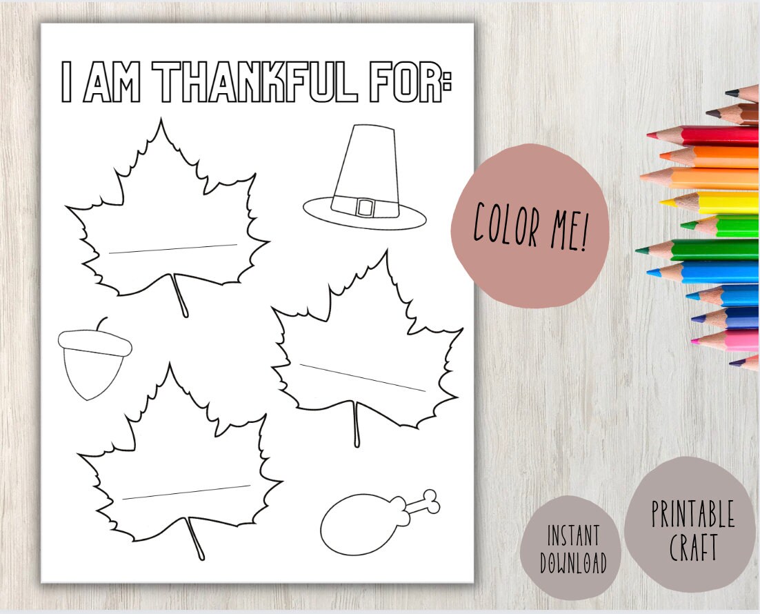 Thanksgiving Coloring Page, Thankful Craft, Kids Turkey Art, Printable ...