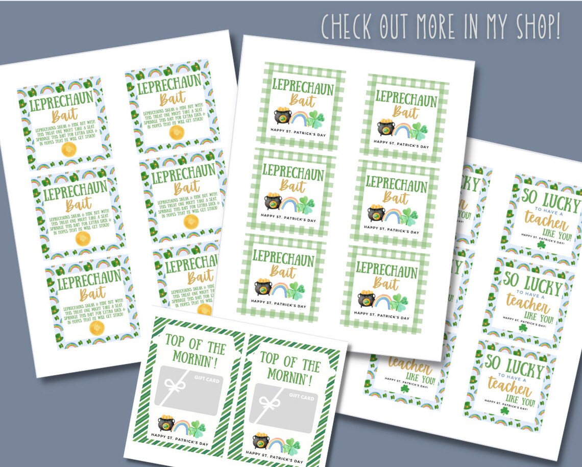 Leprechaun Bait Treat Bag Topper, Printable Snack Topper, Printable St ...