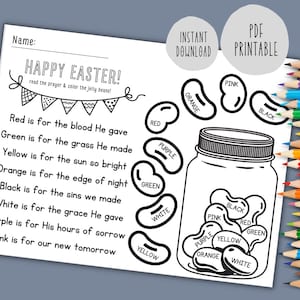 Printable Easter Jelly Bean Gospel Worksheet, Christian Easter Activity ...