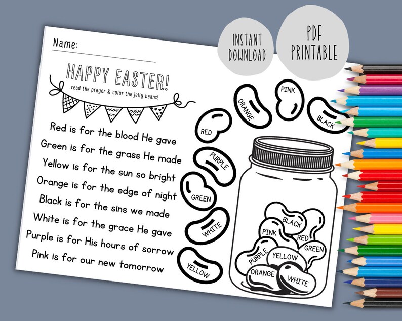 Printable Easter Jelly Bean Gospel Worksheet, Christian Easter Activity ...