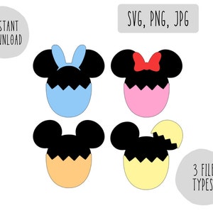 Mouse Easter Head Eggs and Bunnies SVG, PNG, JPG, Easter Mouse Files ...