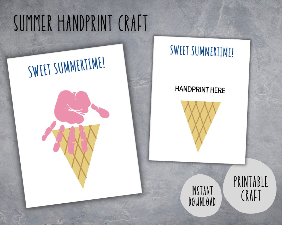Summer Handprint Craft Ice Cream Hand Art Toddler Craft Handprint ...