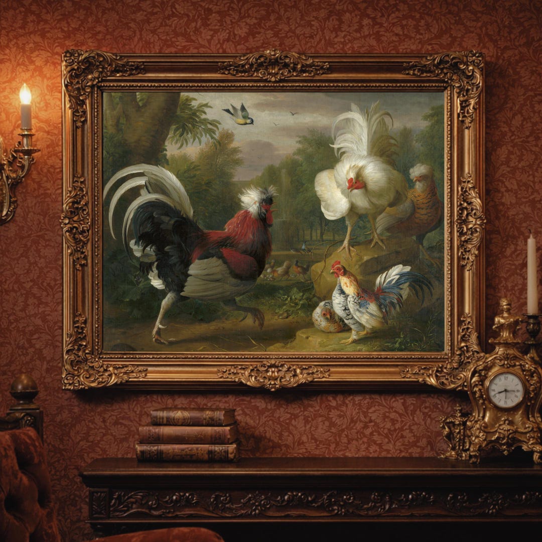 Vintage Rooster Farmyard Art Print Digital Download – Antique Poultry ...