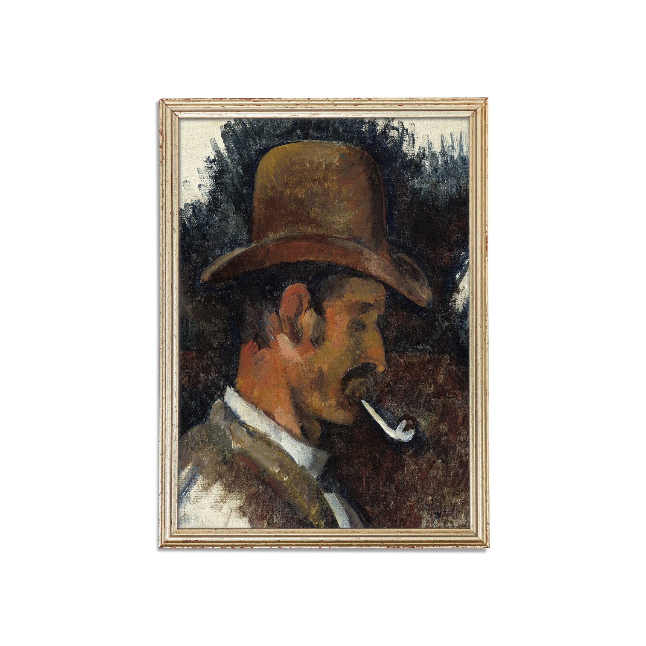 Vintage Pipe Smoker Portrait Art Print Digital Download – Classic Man ...