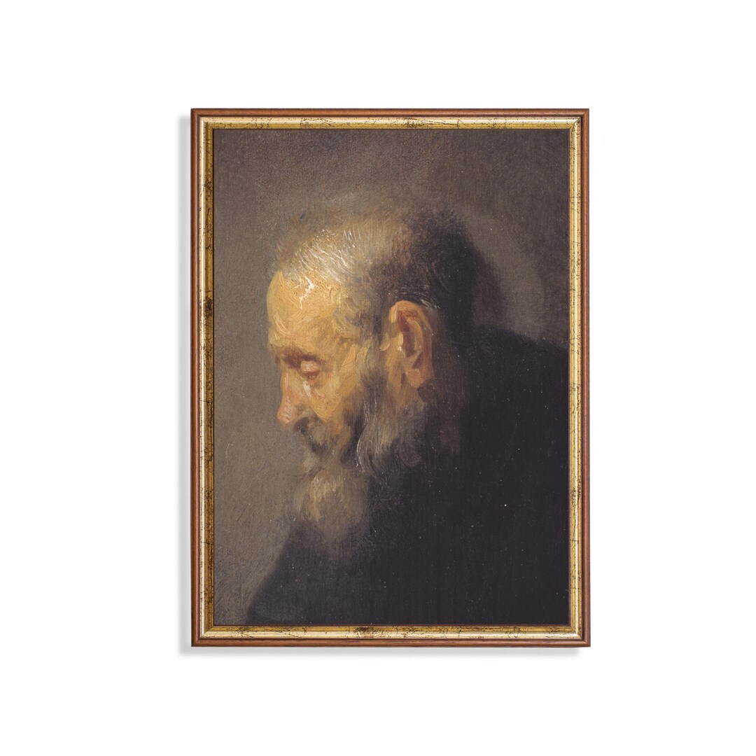 Antique Man Portrait Print – Classical Oil Painting Study (digital ...