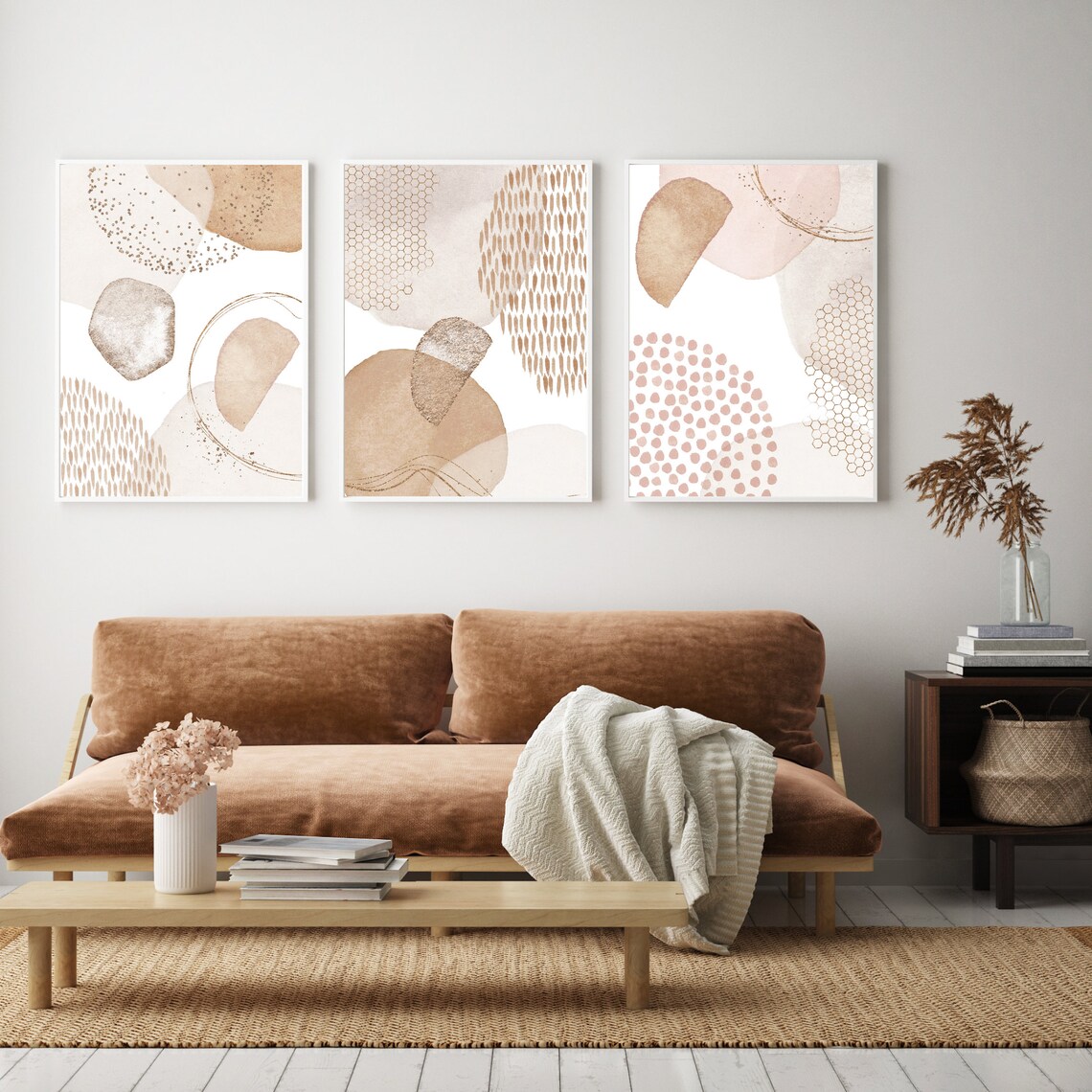 Neutral Prints Set of 3 Abstract Art Printable Poster Boho - Etsy