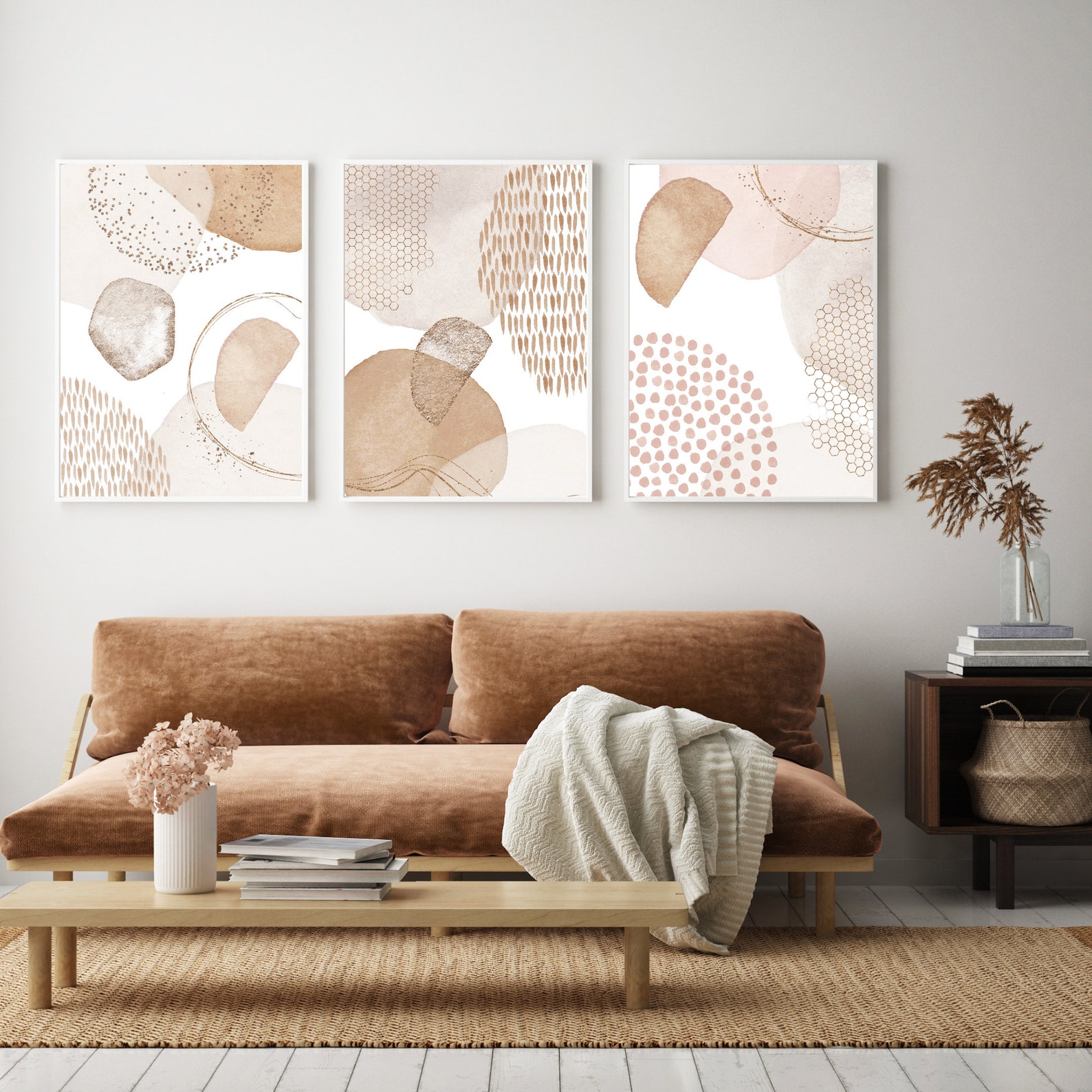 Neutral Prints Set of 3 Abstract Art Printable Poster Boho - Etsy
