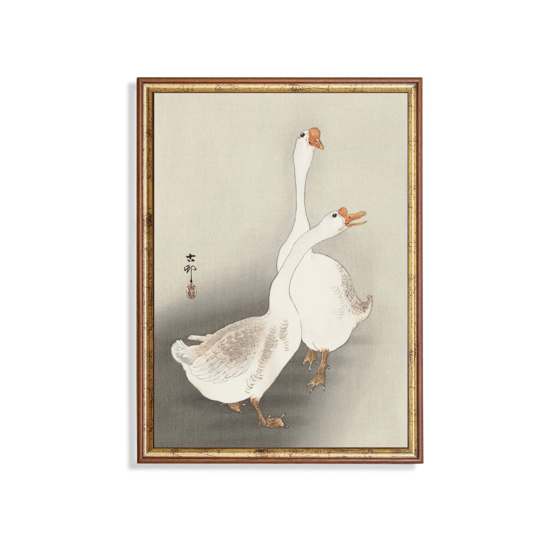 Antique Japanese Goose Illustration Art Print Digital Download ...