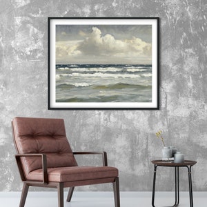 Vintage Seascape Painting | Antique Ocean Beach Print | Digital ...