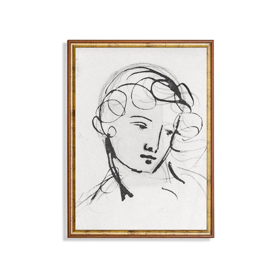 Wall Décor Neutral line portrait drawing Home Décor etna.com.pe