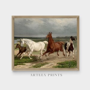 Vintage Horse Painting Antique Equestrian Print Digital Download Oil ...