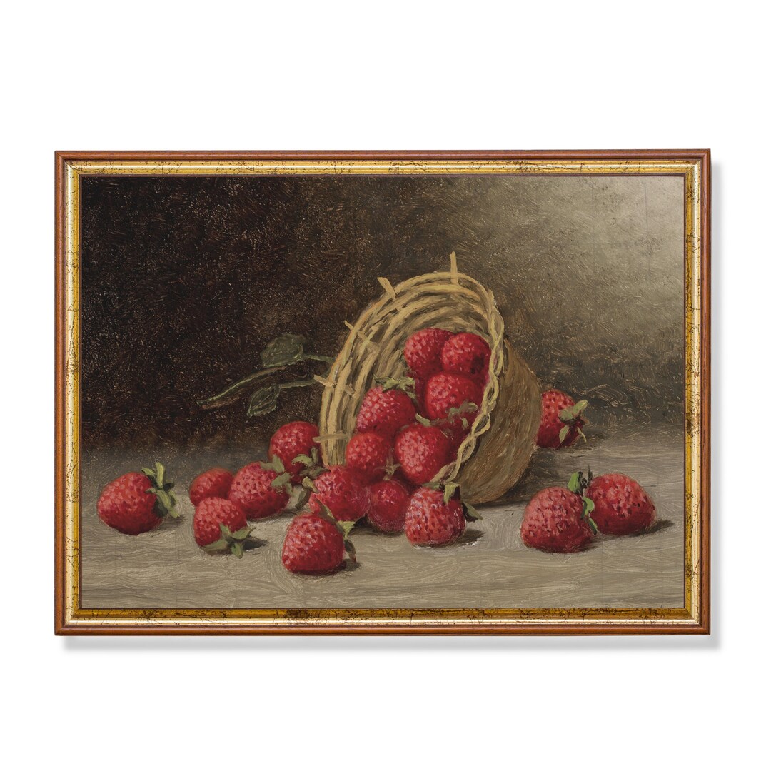 Printed and Shipped | Vintage Strawberry Painting | Antique Still Life ...