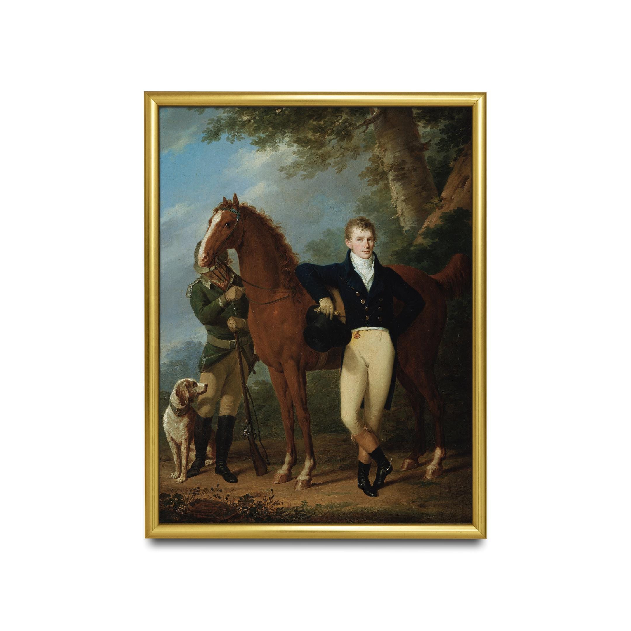 Equestrian Portrait Print: Regency Gentleman, Horse & Dog - Vintage ...