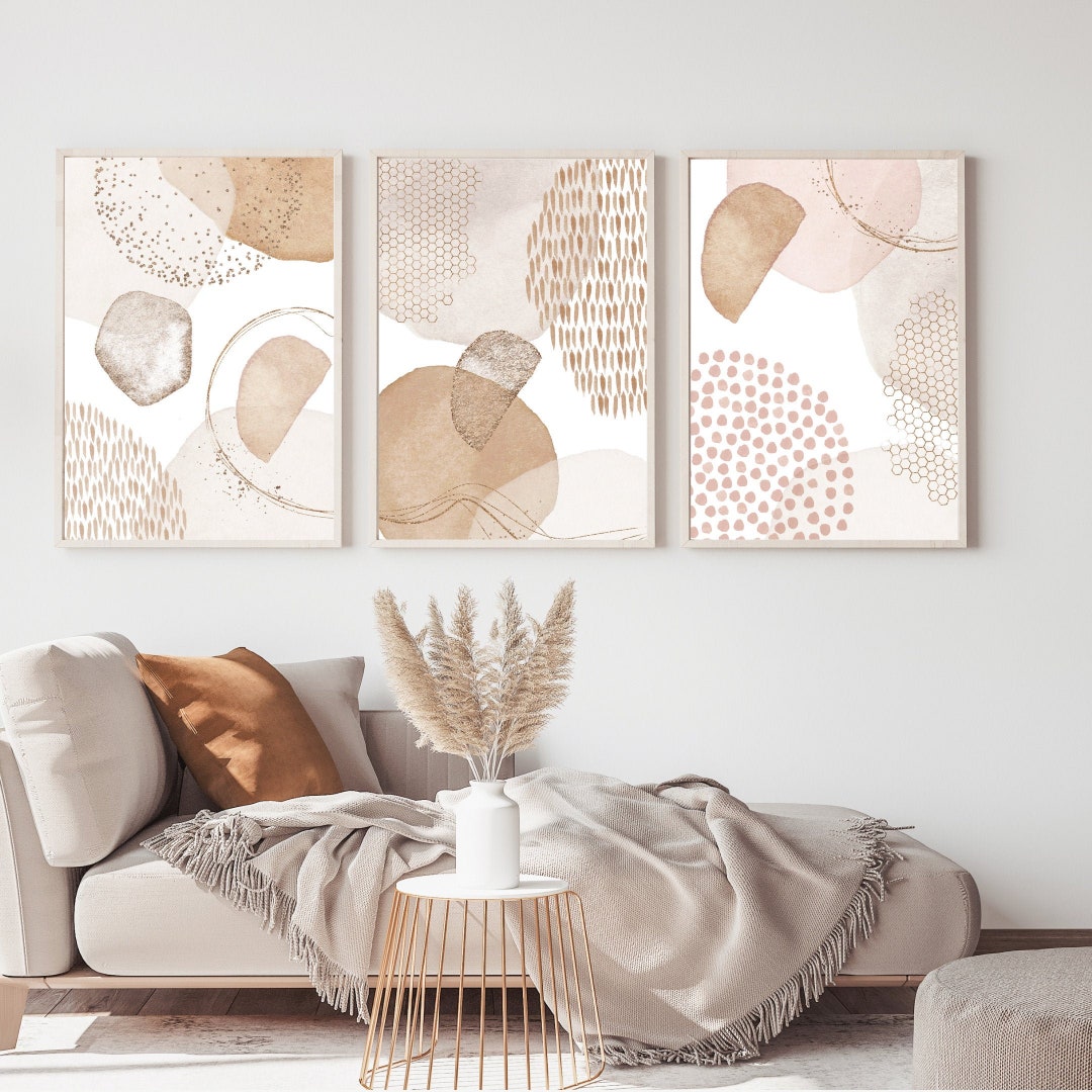 Neutral Prints Set of 3 Abstract Art Printable Poster Boho Prints Blush ...