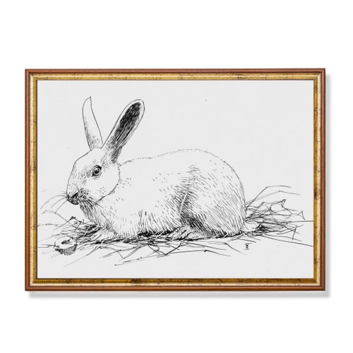 Vintage Rabbit Painting Antique Bunnies Print Animal Art - Etsy