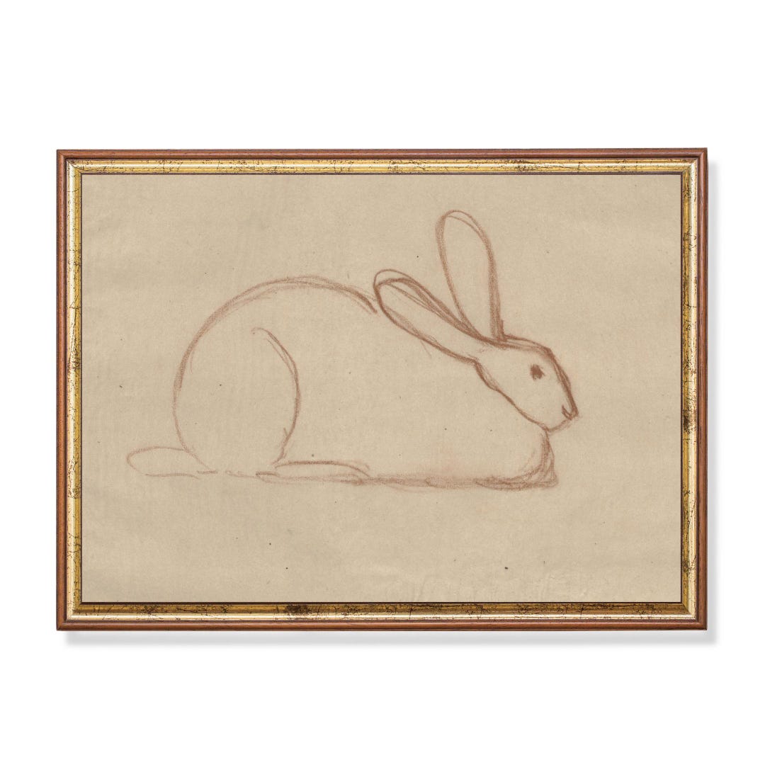 Mailed Print | Vintage Rabbit Art | Antique Drawing Print | Animal ...