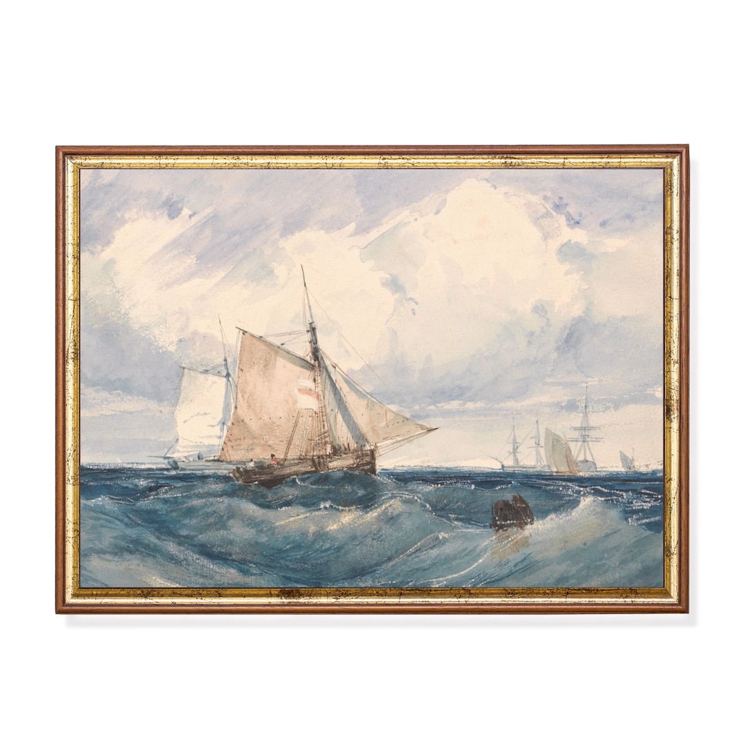 Printed and Shipped | Vintage Sailing Ship Painting | Antique Seascape ...