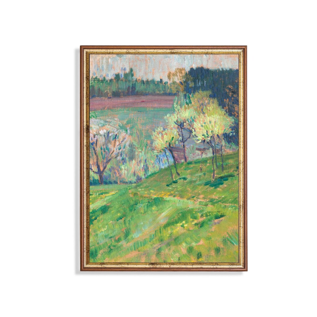 Spring Orchard Impressionist Art Print – Vintage Landscape (digital ...