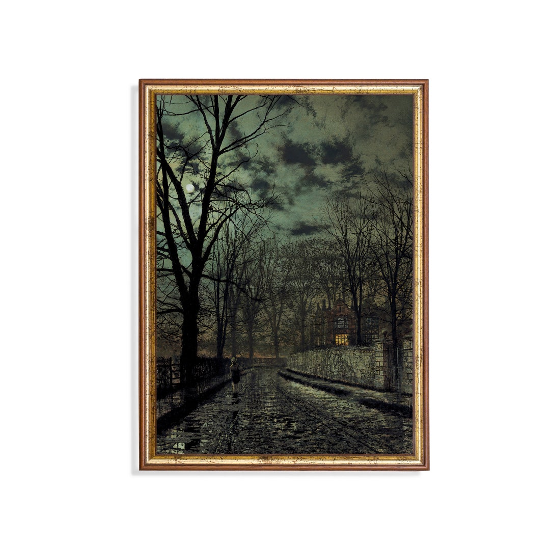 Printed and Shipped | Vintage Moonlight Painting | Antique Landscape ...
