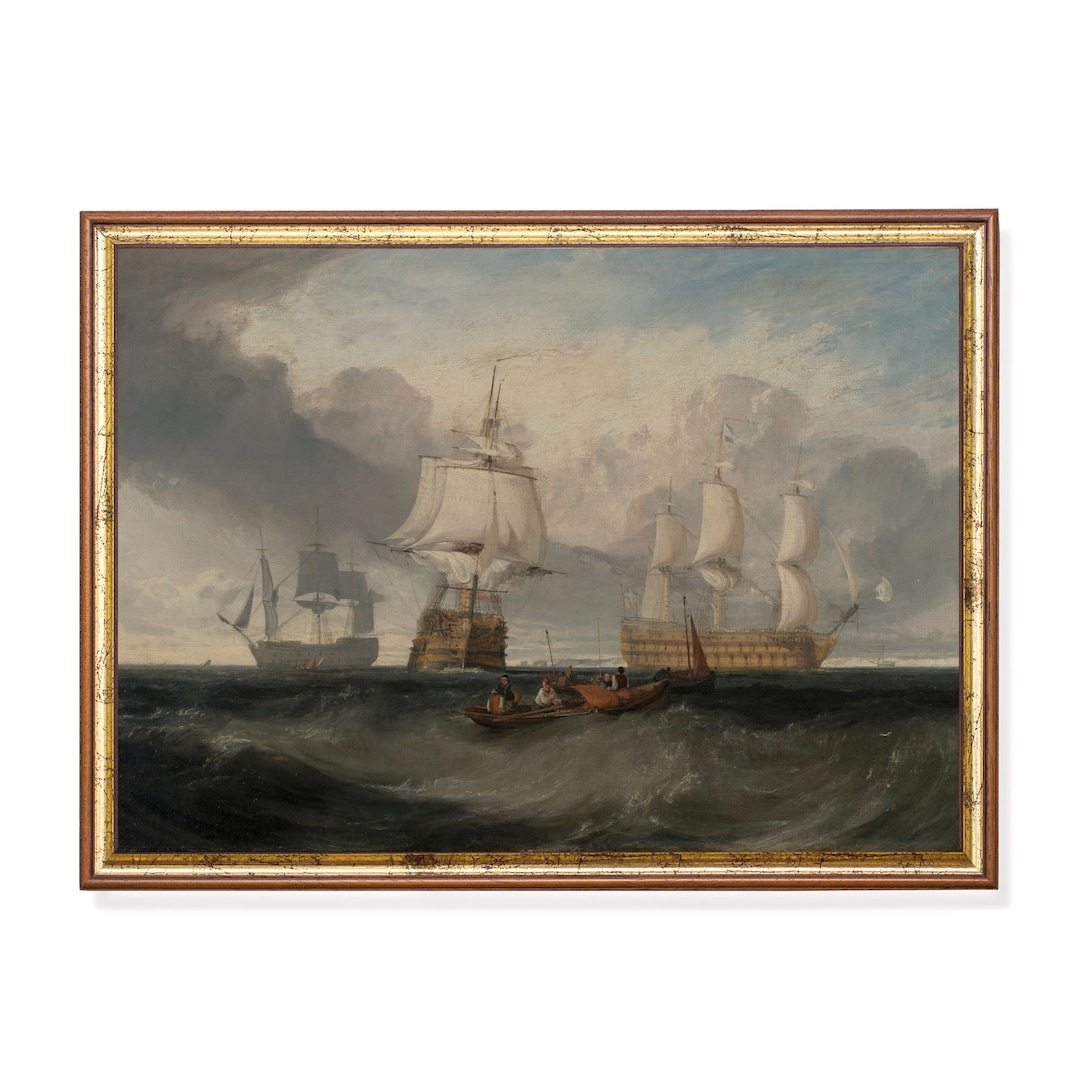 Printed and Shipped Vintage Sailing Ship Painting Antique Seascape ...