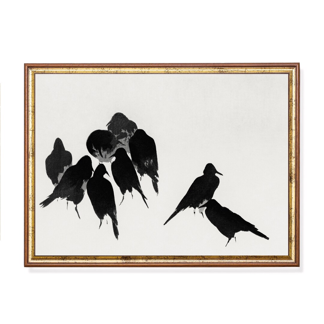 Vintage Crows Sketch | Antique Bird Drawing | Neutral Artwork | Digital ...