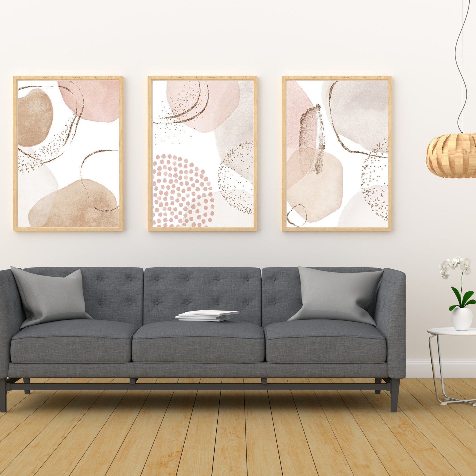 Neutral Prints Set of 3 Blush Pink Beige Poster Boho Prints 3 | Etsy