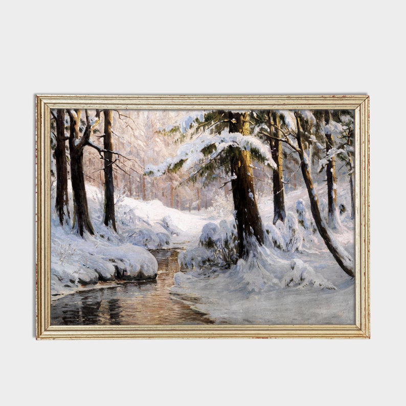 Vintage Winter Landscape Painting Antique Snowy Landscape - Etsy