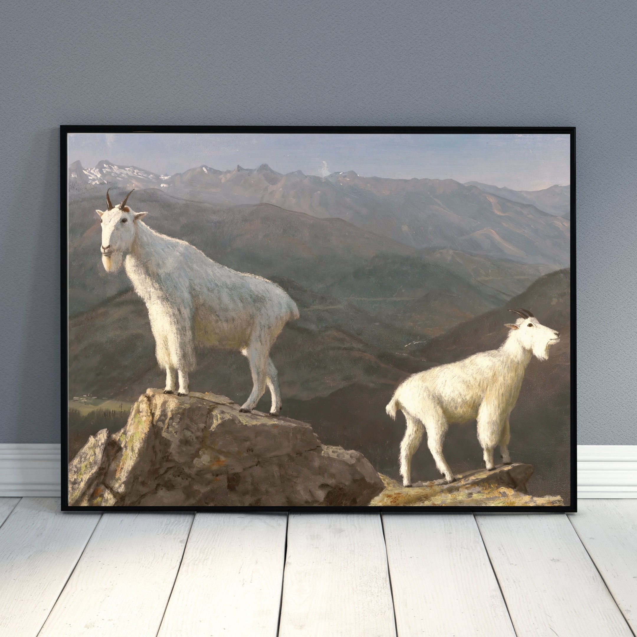 Square Size Printable art print Digital download of mountain goats Art ...