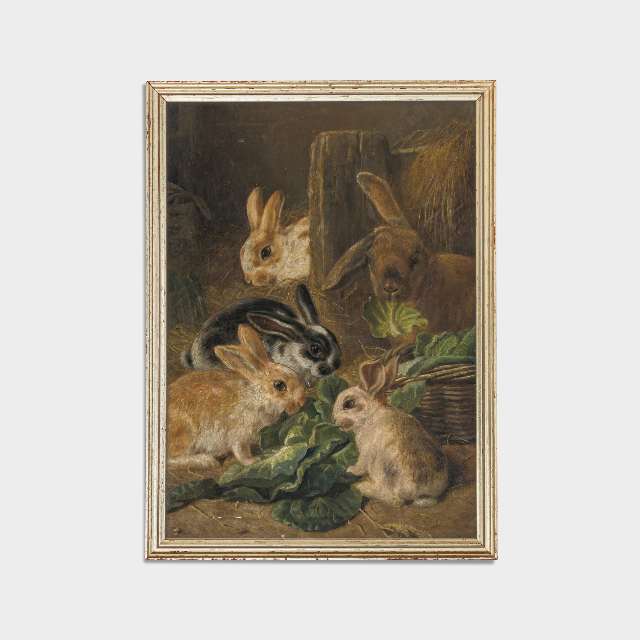Vintage Rabbit Painting Antique Bunnies Print Digital | Etsy