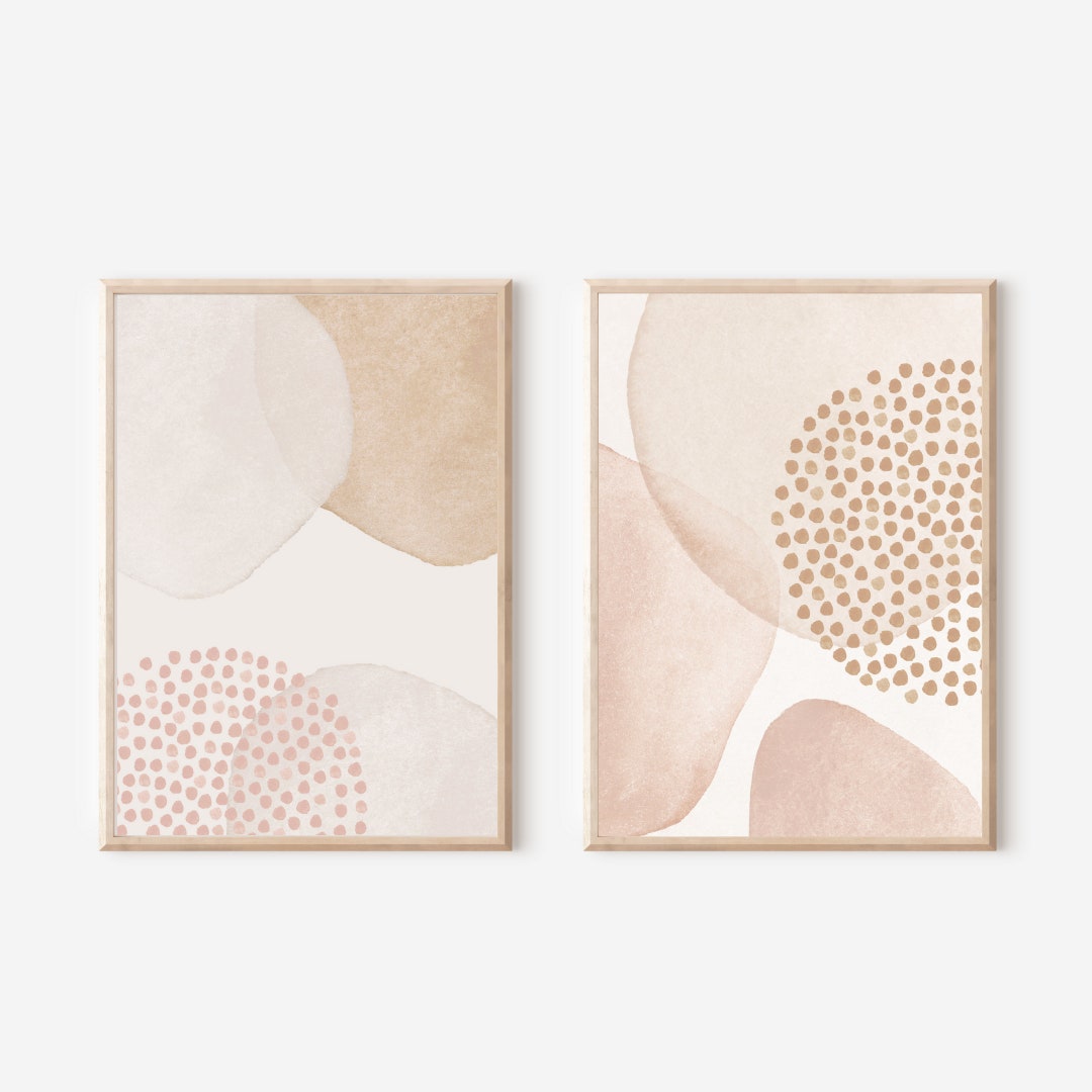 Set of 2 Neutral Prints Warm Colors Boho Wall Art Printable Poster ...
