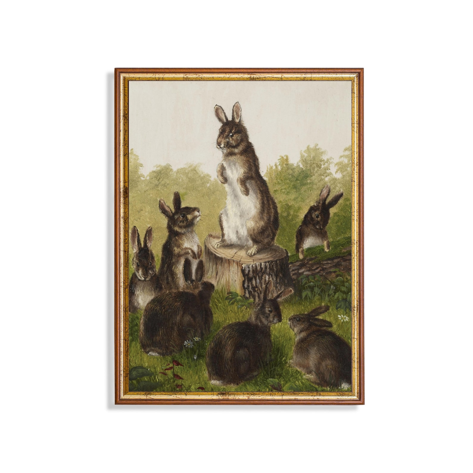 Print and Ship Vintage Rabbit Painting Antique Bunnies - Etsy