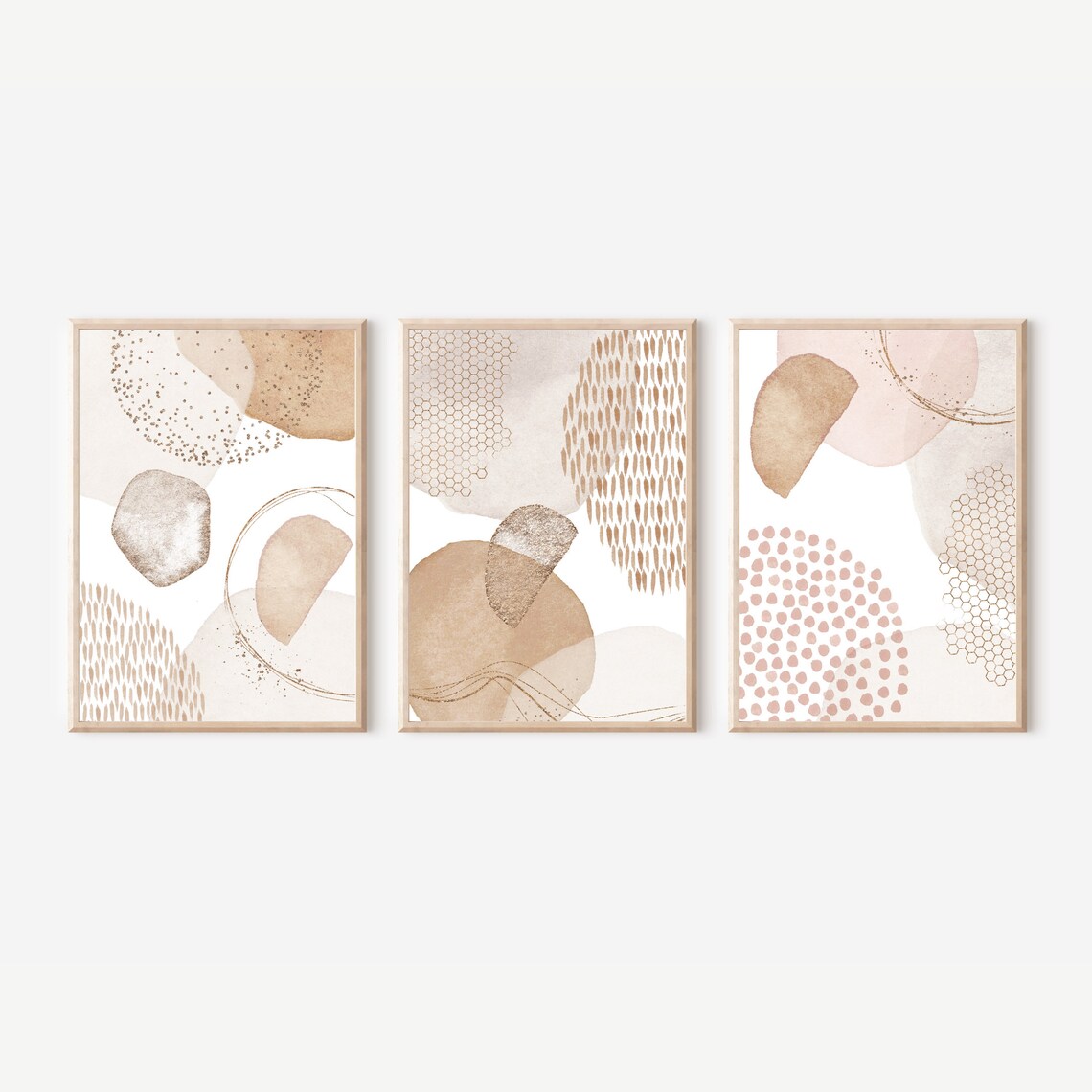 Neutral Prints Set of 3 Abstract Art Printable Poster Boho - Etsy