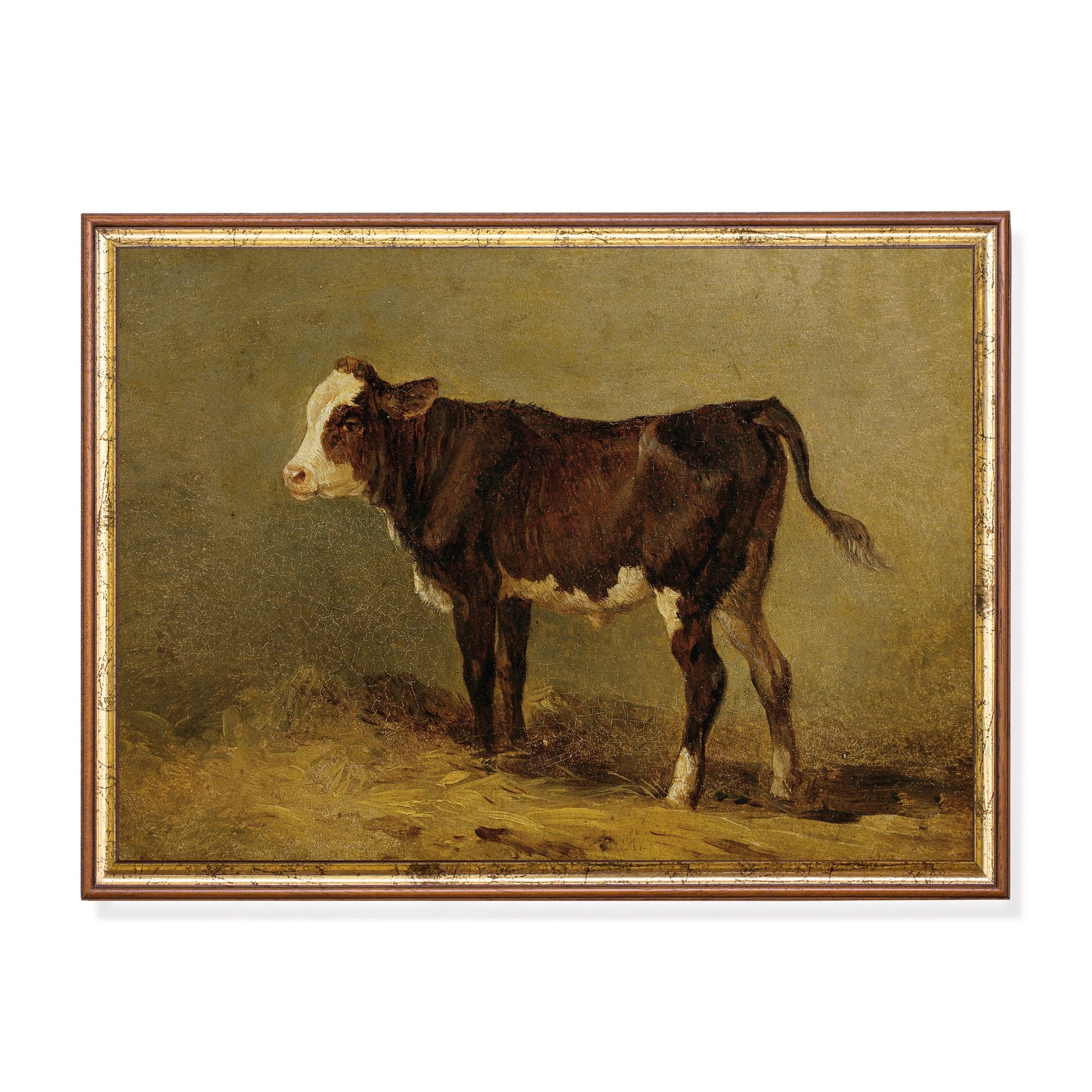 Print and Ship Vintage Cow Painting Antique Animal Print - Etsy