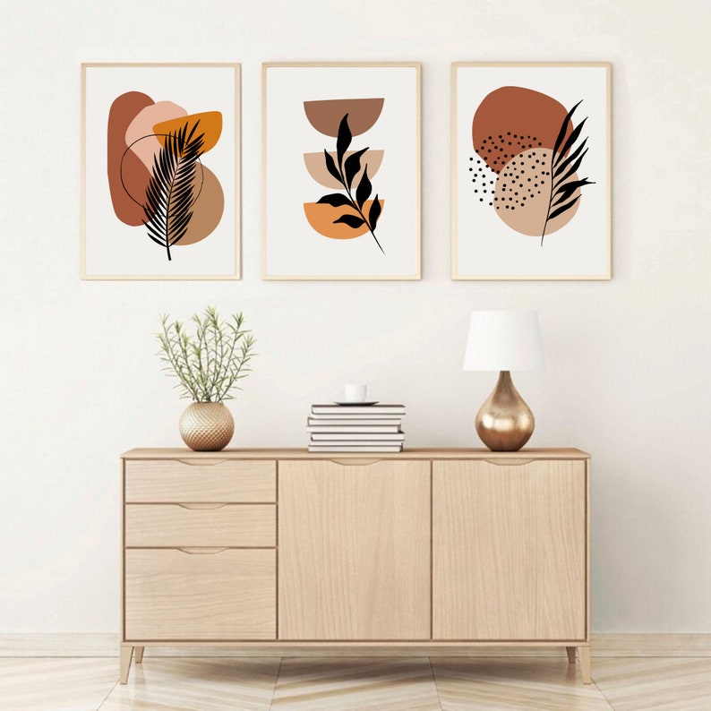 Set of 3 Boho Prints Mid Century Modern Boho Art Set 3 Piece Wall Art ...