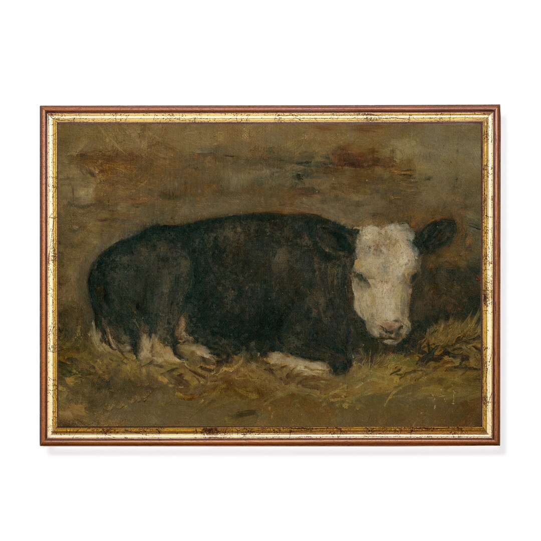 Mailed Print | Vintage Cow Painting | Antique Animal Print | Moody ...