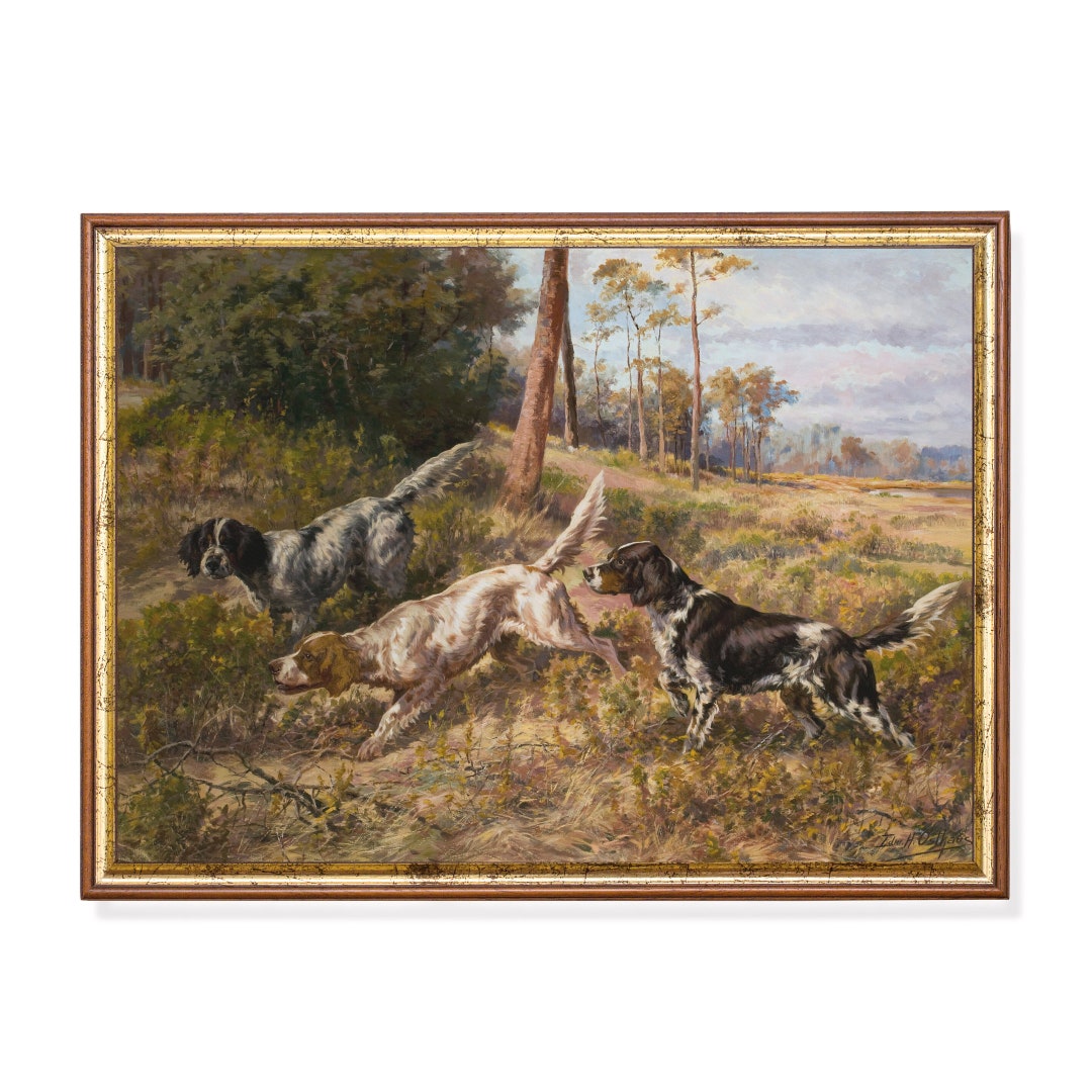 Vintage English Setter Print: Antique Dog Painting, Farmhouse Decor - Etsy