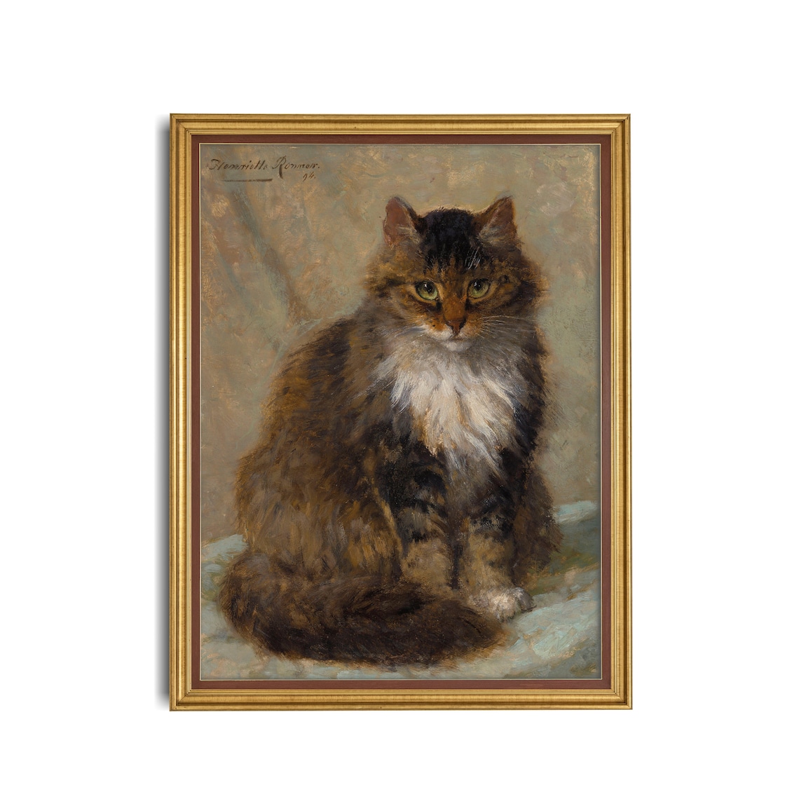 Vintage Cat Portrait Painting Antique Animal Print Rustic - Etsy